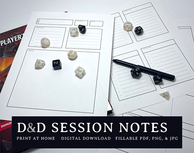 D&D Session Notes | Dungeons and Dragons | DnD by Minva Tabletop Design Co