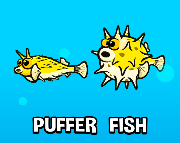 Puffer fish game sprite by Robert Brooks - gamedeveloperstudio.com