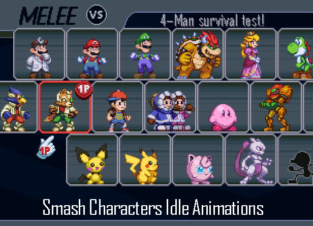 Smash characters Pixel art idles by Daeron