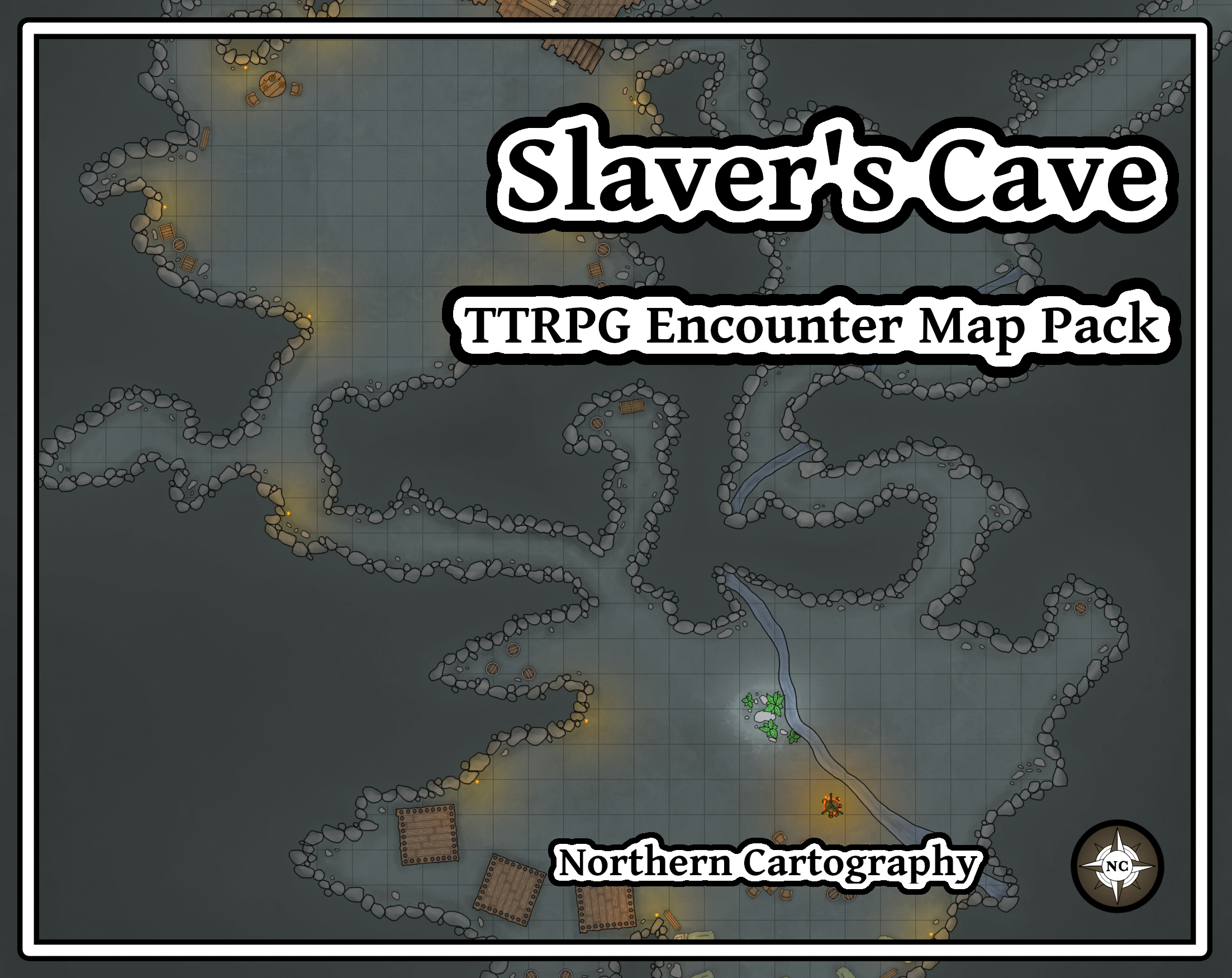 Slaver's Cave - TTRPG Encounter Map by NorthernCartography