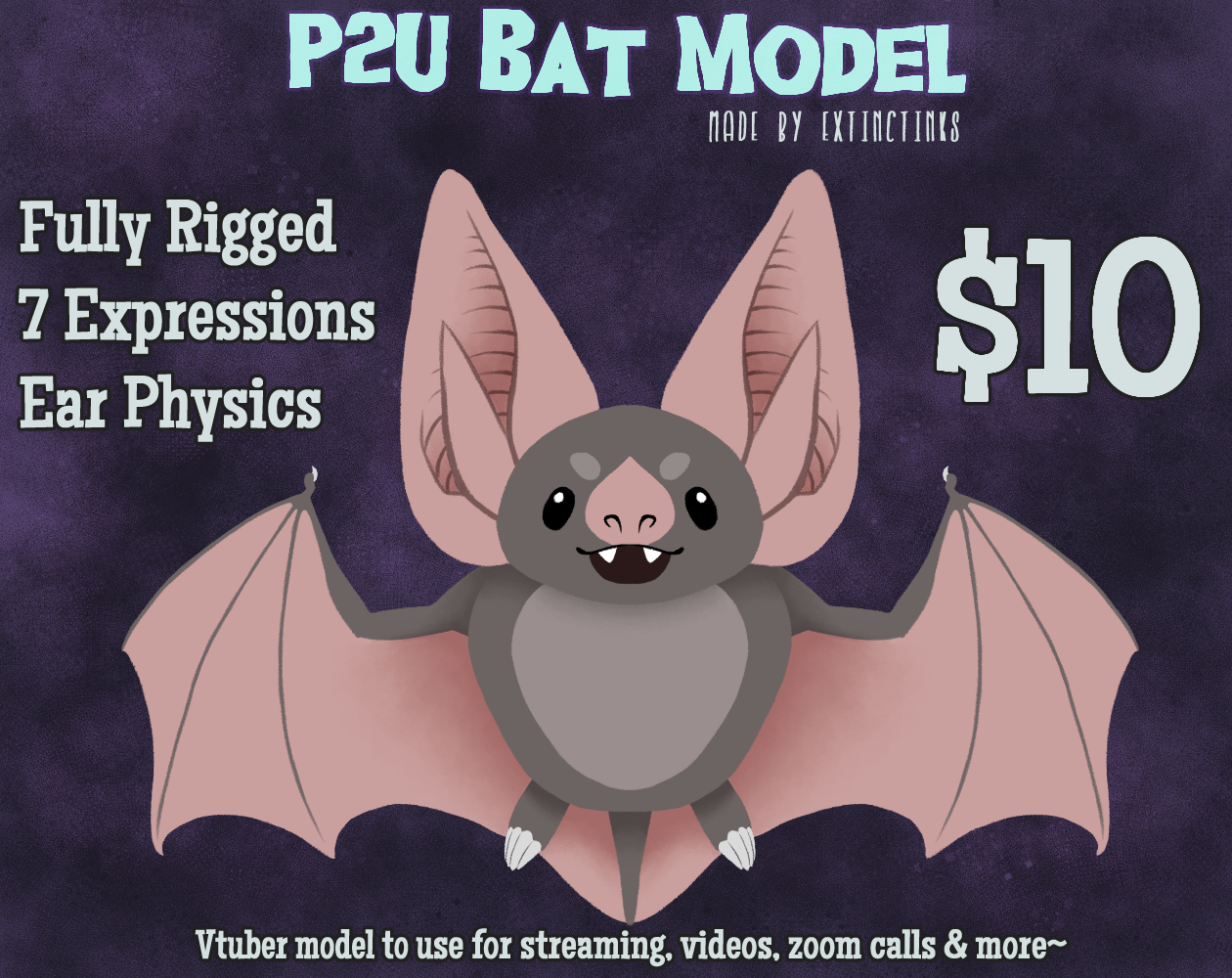 P2U Bat Vtuber Model by extinctinks
