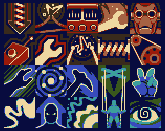 100 Pixel Art Ability Icons #10 (Engineer, Psionic) by MedievalMore