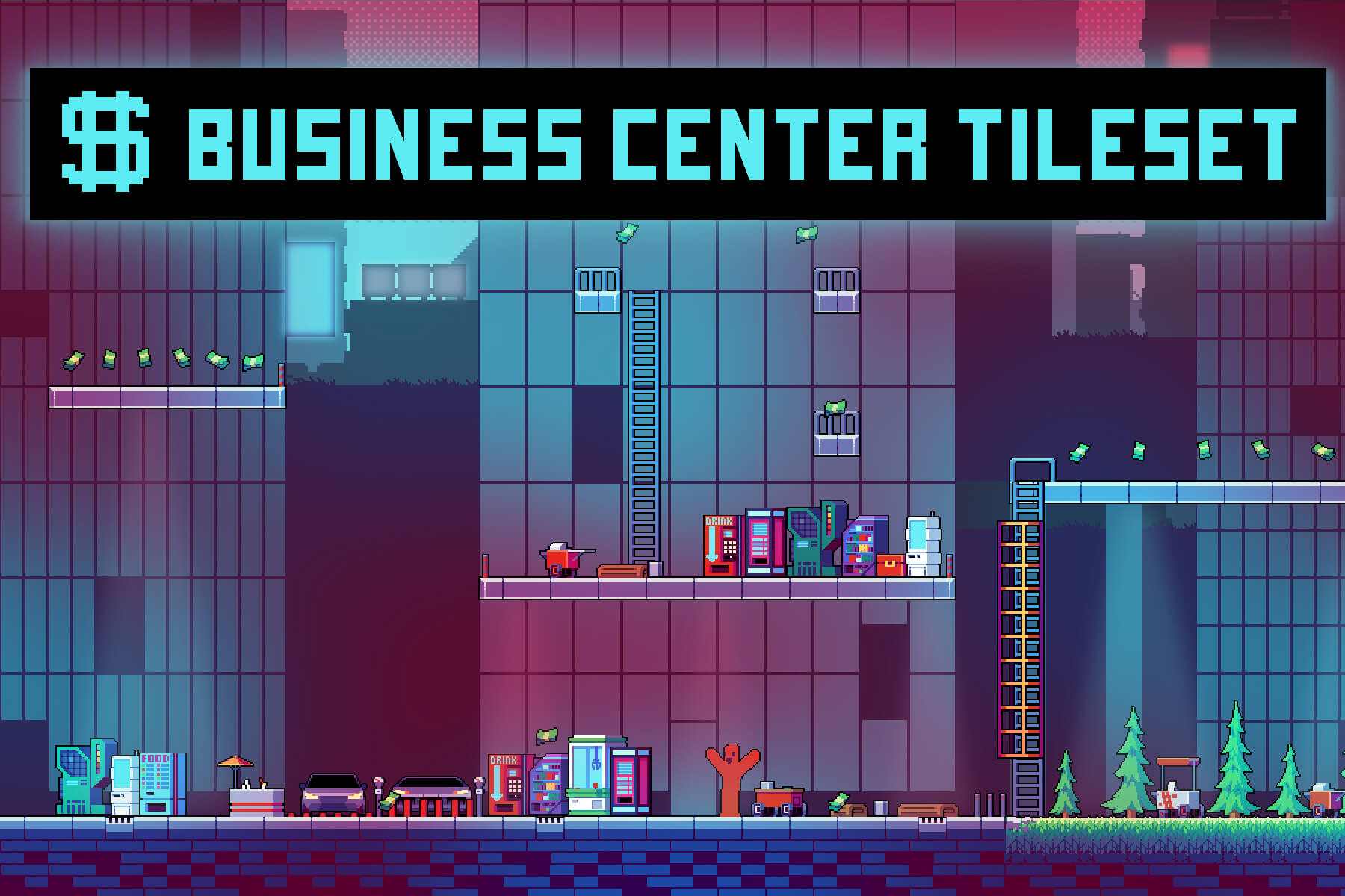 Business Center Tileset by Free Game Assets (GUI, Sprite, Tilesets)