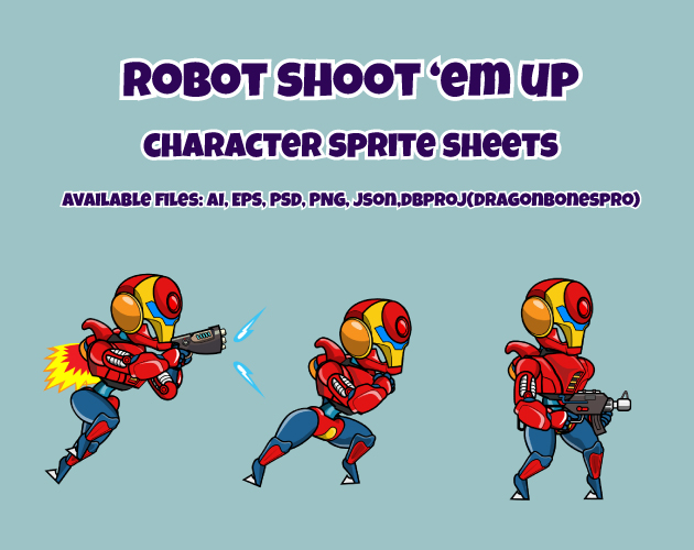 Robot shoot 'em up sprite sheet - Robot shoot 'em up sprites by wahyuprot