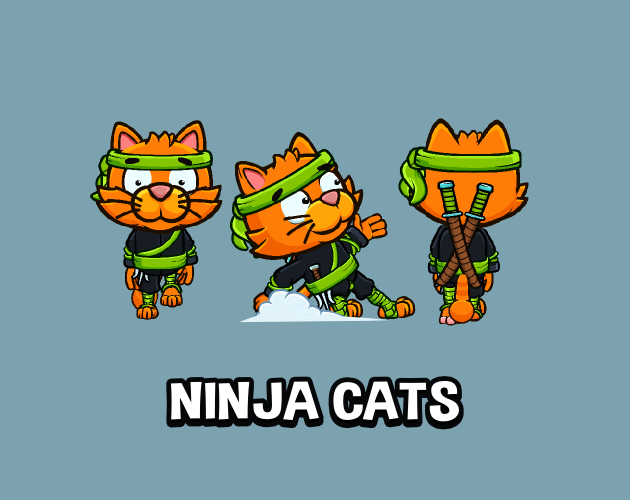 Ninja cat animated game sprite character by Robert Brooks ...