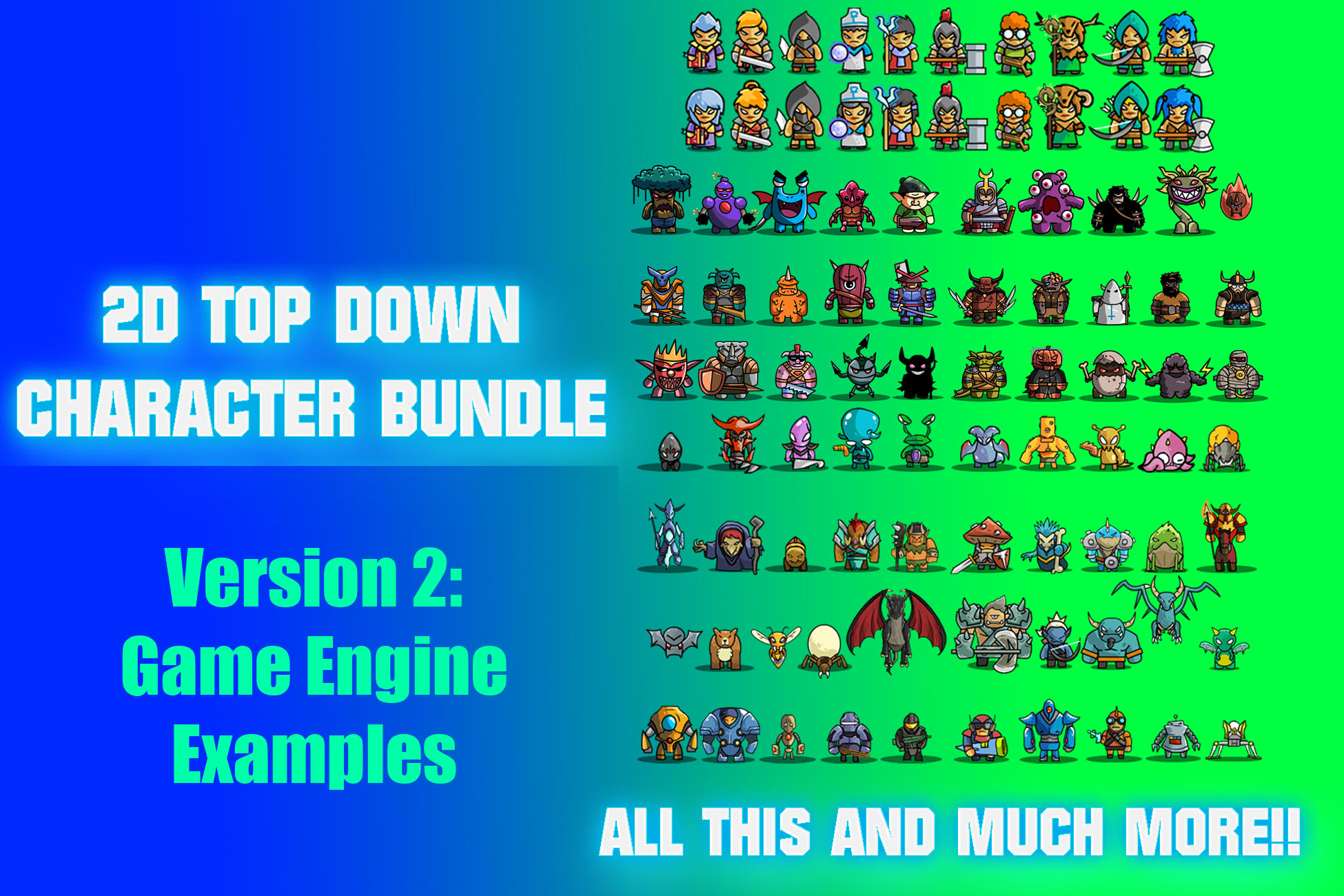 2D Top Down Character Bundle with Game Engine Examples (Version 2) by ...