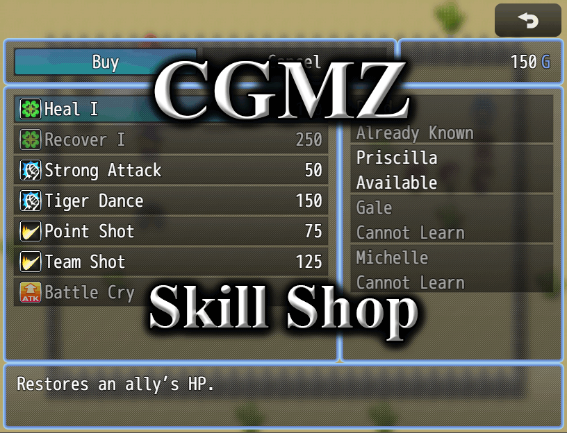 [CGMZ] Skill Shop for RPG Maker MZ by Casper Gaming