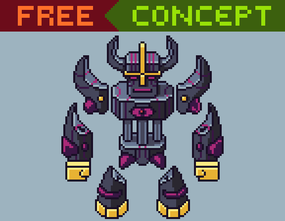 3 enemy designs in pixel art by Virusystem