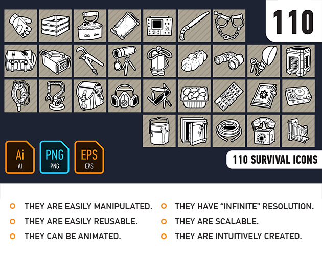 110 survival icons by cruizrf