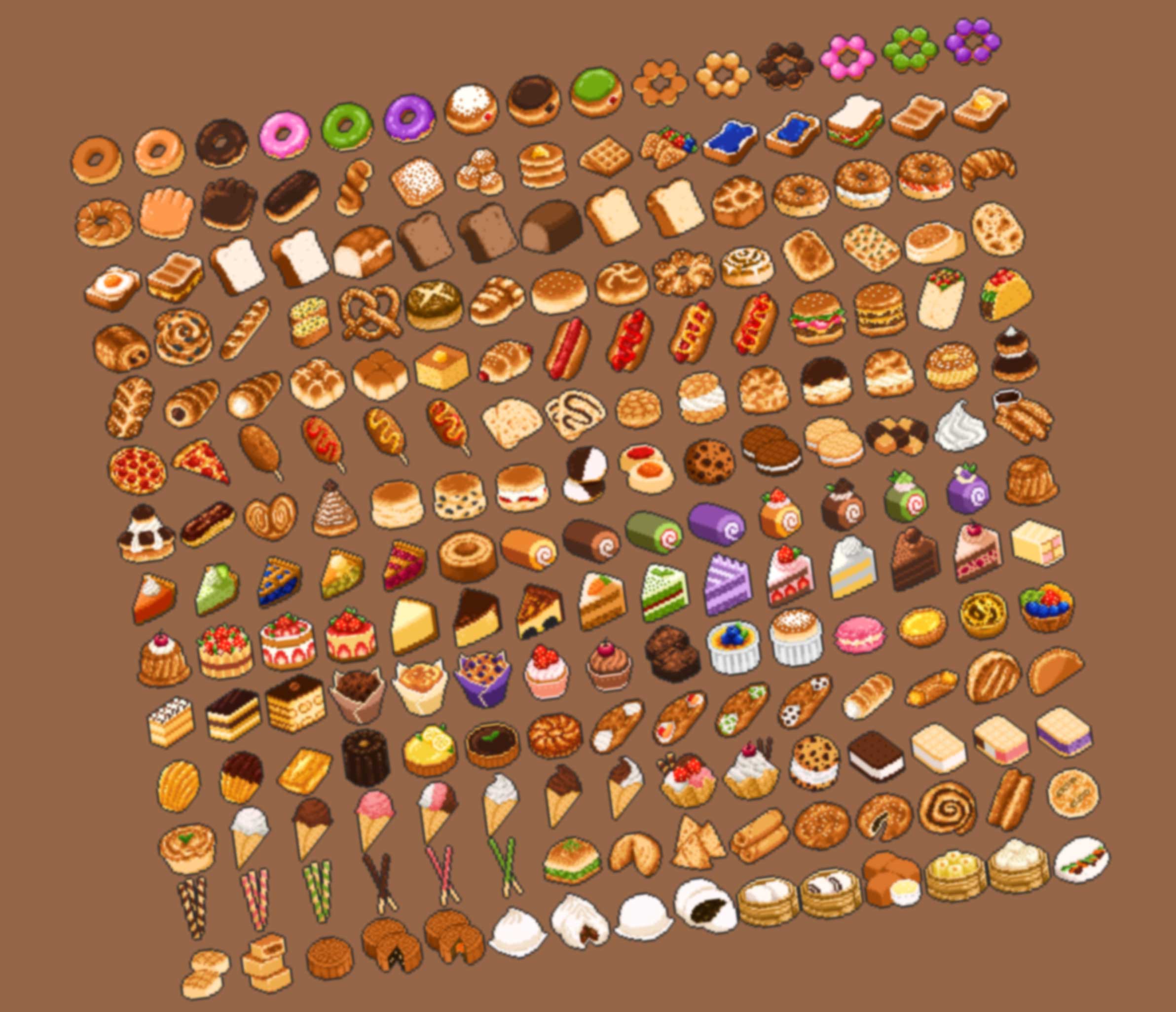 Bread, pastries and all the goodies! 32x32 Sprites/Icons! by ToffeeHazel