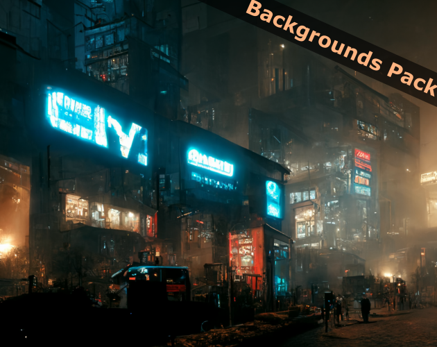 Cyberpunk City Streetview Backgrounds by FieraRyan
