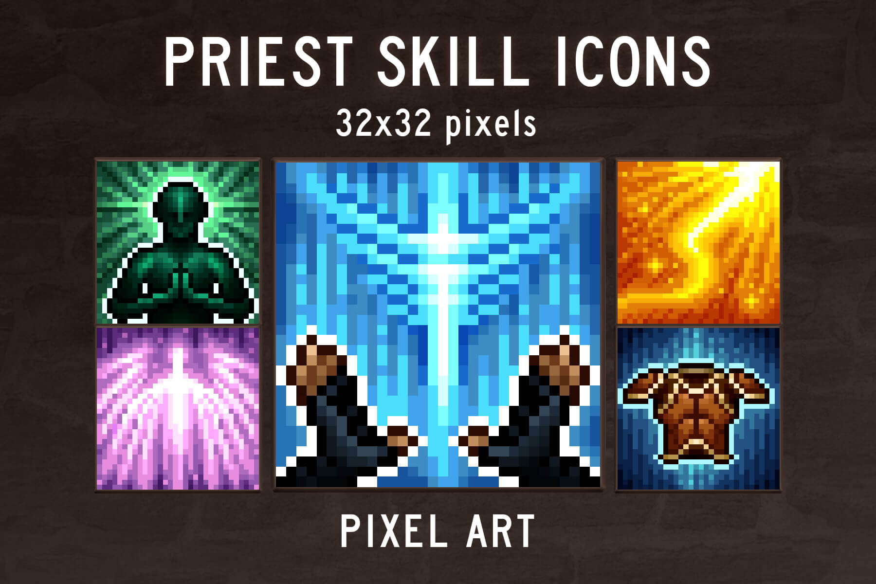 Priest Skills Pixel Art by Free Game Assets (GUI, Sprite, Tilesets)