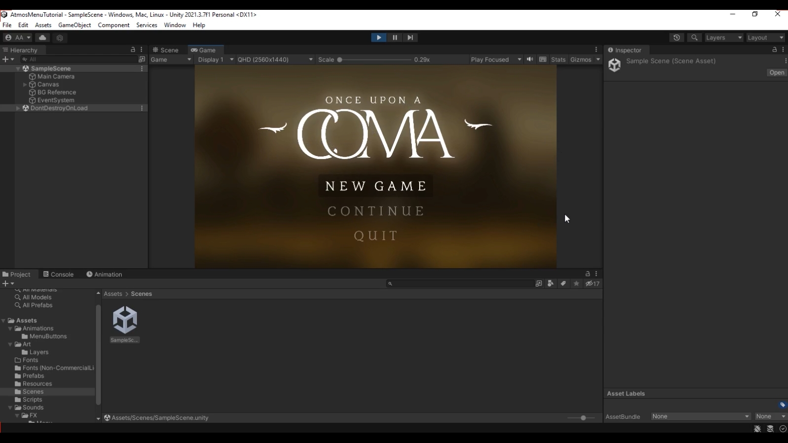 Unity Game Menu by GAMICO