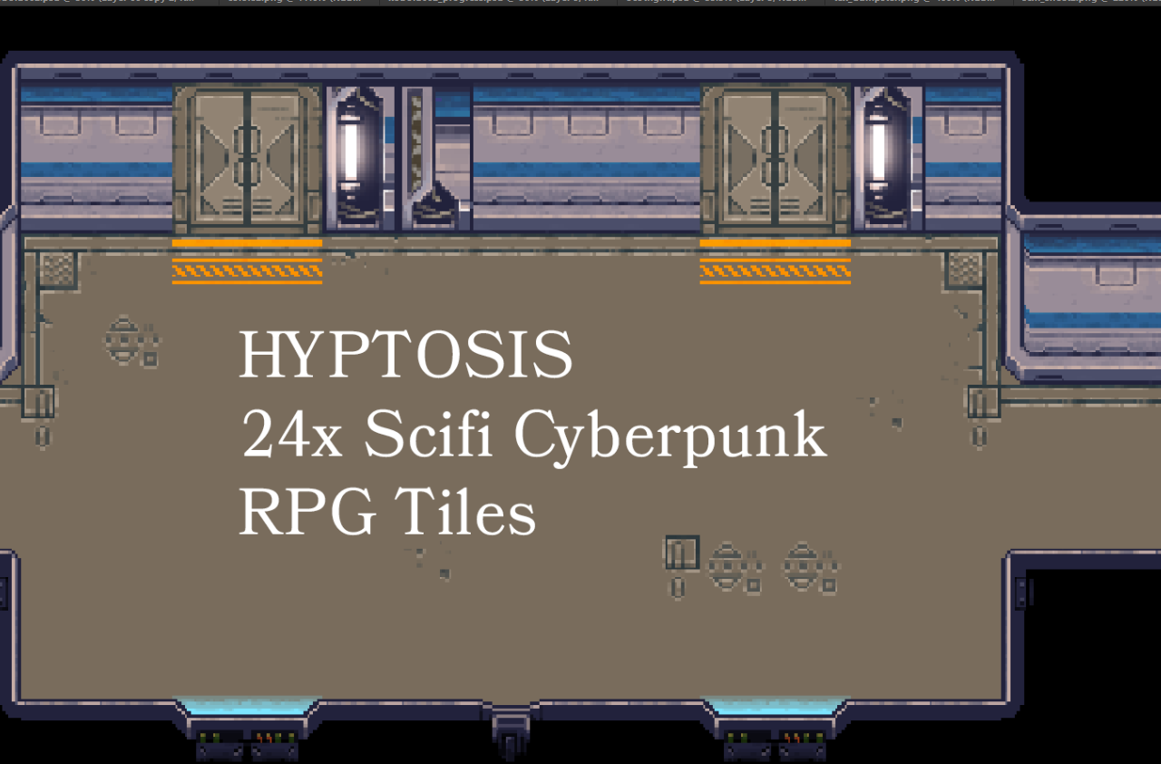 24x Scifi Cyberpunk RPG Tiles by Hyptosis