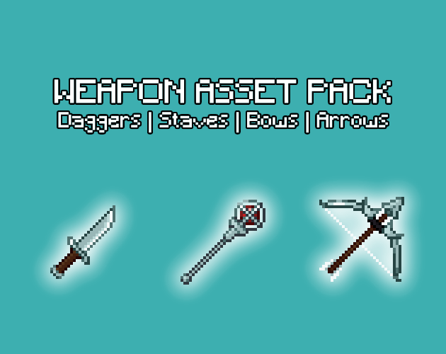 32x32 Fantasy Weapons Part 2 (Daggers, Staves and Bows) by YohkGames