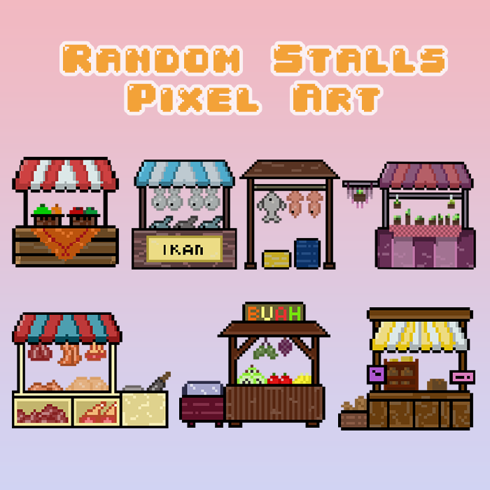 Random Pixelated Stall Assets by markvelyx