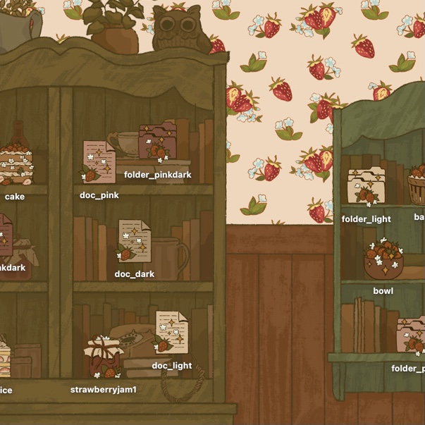 strawberry cottagecore wallpaper + icon set by *ੈ ‧₊˚ natalie 麥月明