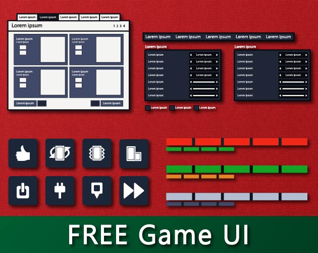 Flat Game user interface asset pack FREE version by SunGraphica