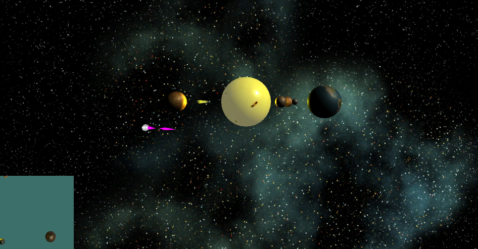 Solar System simulation with some rockets by alegodoy