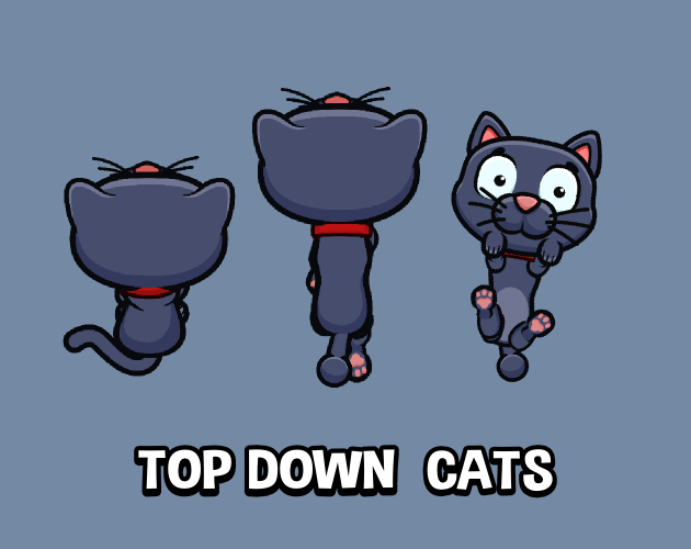 Top down cats pack by Robert Brooks - gamedeveloperstudio.com