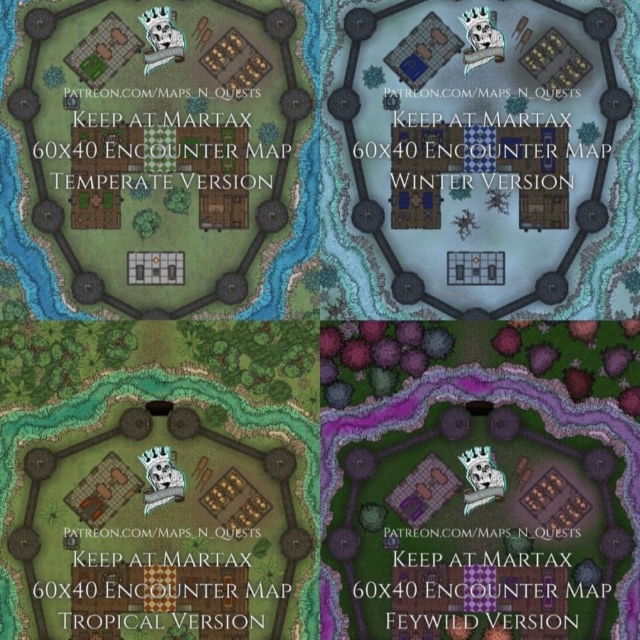 The Keep at Martax - 60x40, 5 level encounter map pack by Maps 'N' Quests