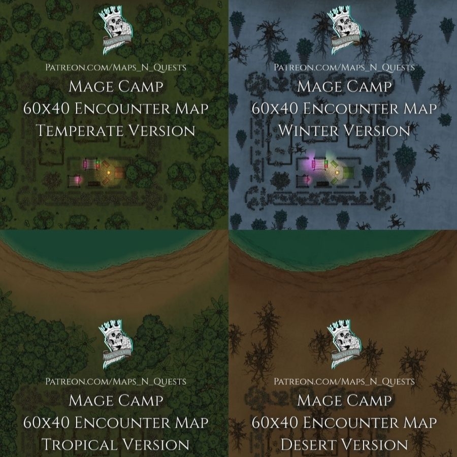 Mage Camp - 60x40 Encounter Map Pack by Maps 'N' Quests