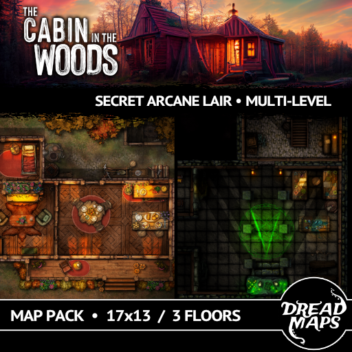 Cabin in the Woods TTRPG Battlemap by DreadMaps