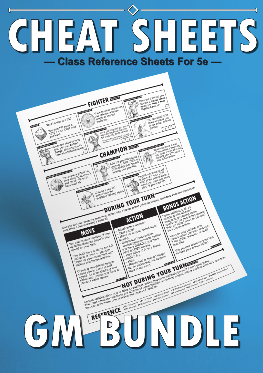 Class Cheat Sheets for 5e (2014) by Anto | Icarus Games