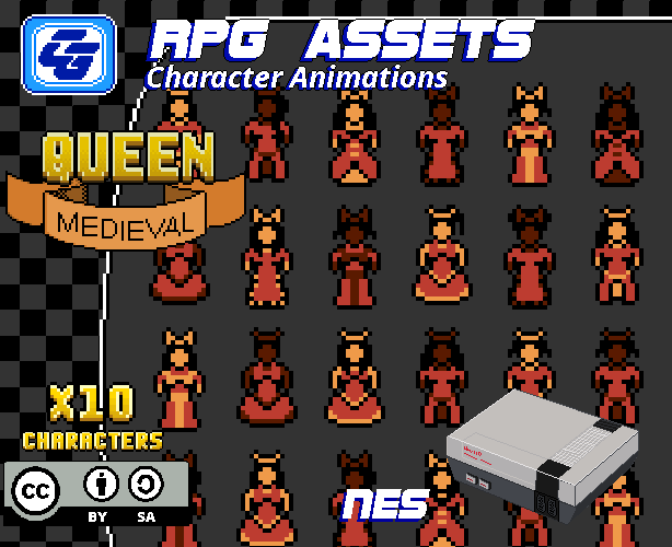 RPG Asset Character 'Queen' NES by chasersgaming