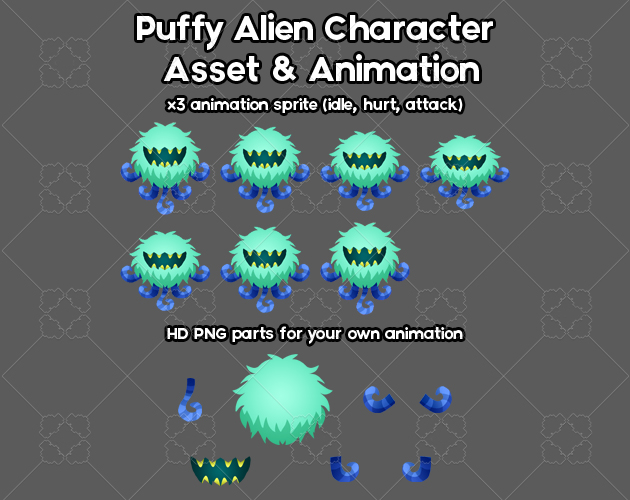 2D Puffy Alien Asset and Animation by SeventhSolution