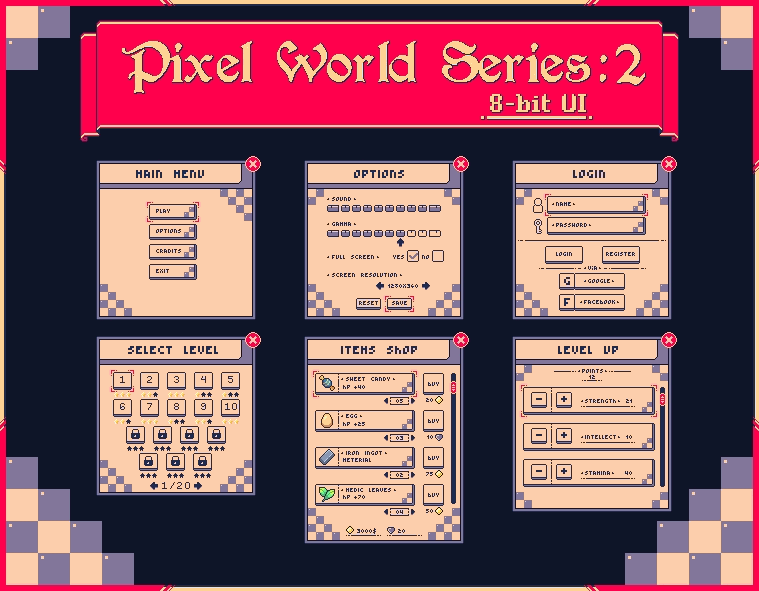 Pixel World Series #2 : 8-bit UI by Humble Pixel
