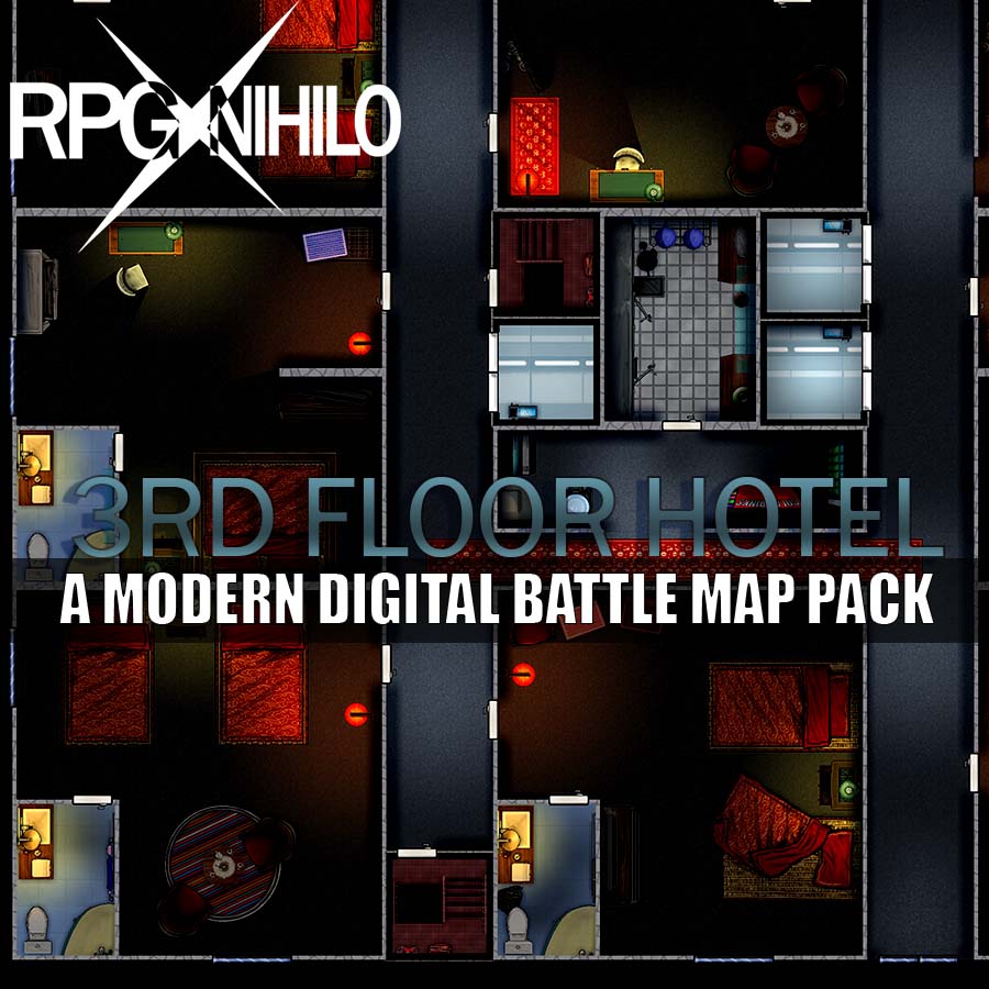 Hotel 3rd Floor (29x25 IN) Modern Battle Map by rpgxnihilo