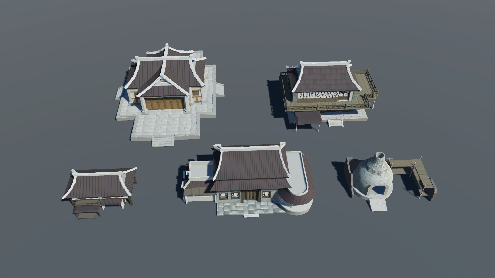 Low Poly Chinese Style Building Set 3 by CS Studio