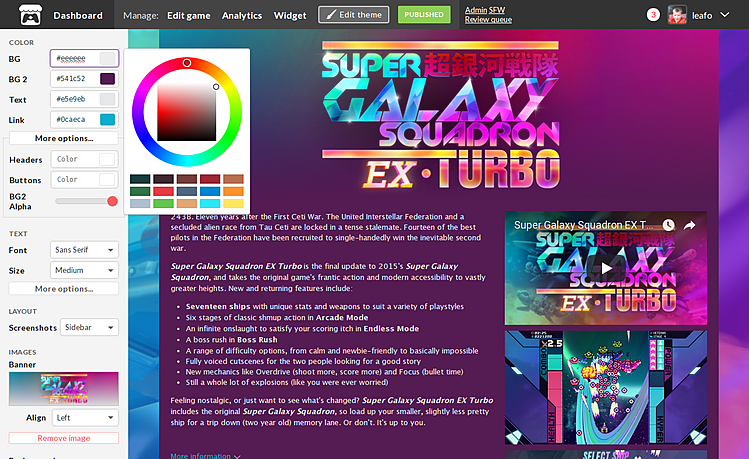 Designing Your Page Itch io
