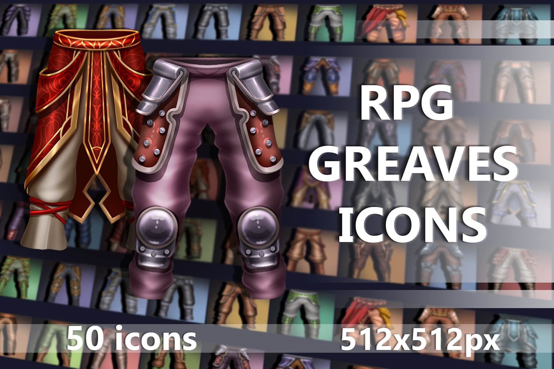 50 Greaves Icons by Free Game Assets (GUI, Sprite, Tilesets)