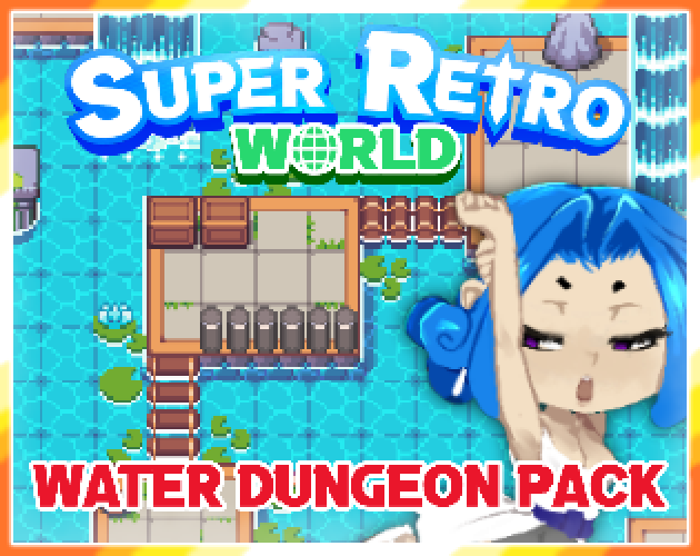 RPG asset tileset water dungeon pack (Super Retro World by Gif) by Gif