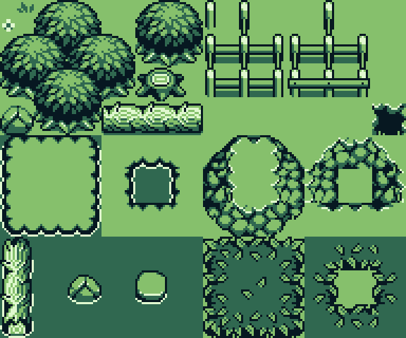 Gameboy Forest Tileset by BadDesignBryan