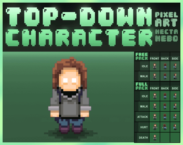 Top Down Character (pixel art) by Nectanebo