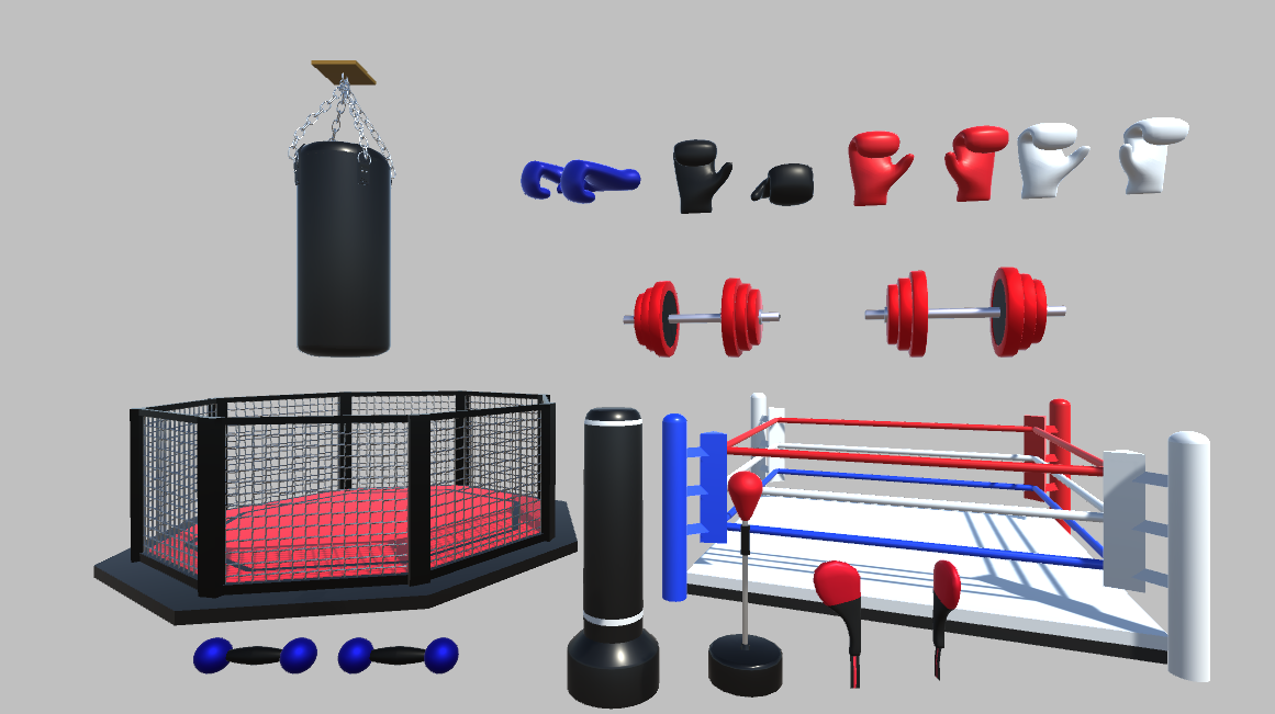 [3D Model]Tools in a boxing gym set (12 items) by shungamelab