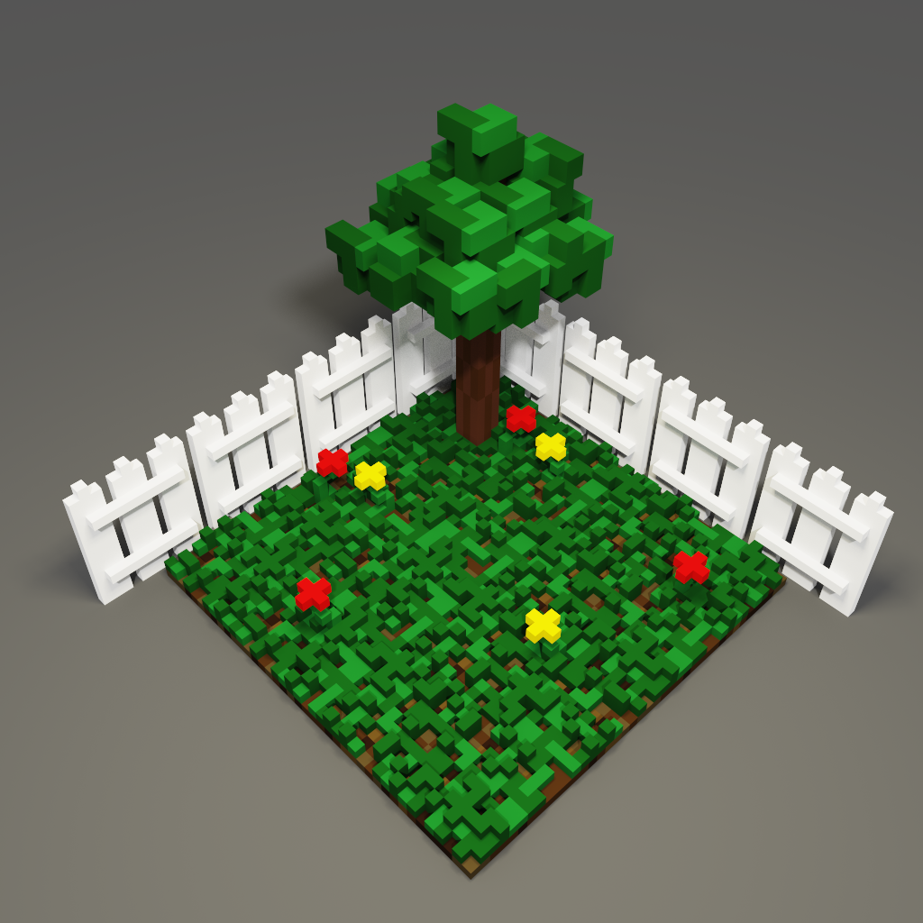 Basic 3D Garden voxel asset by voxmaker