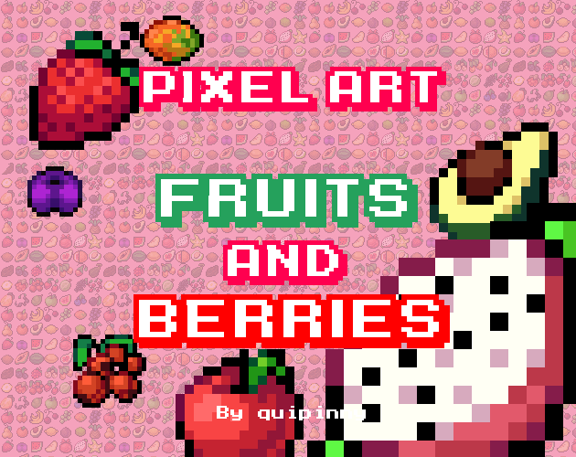 Pixel Art Fruits And Berries by quipinny