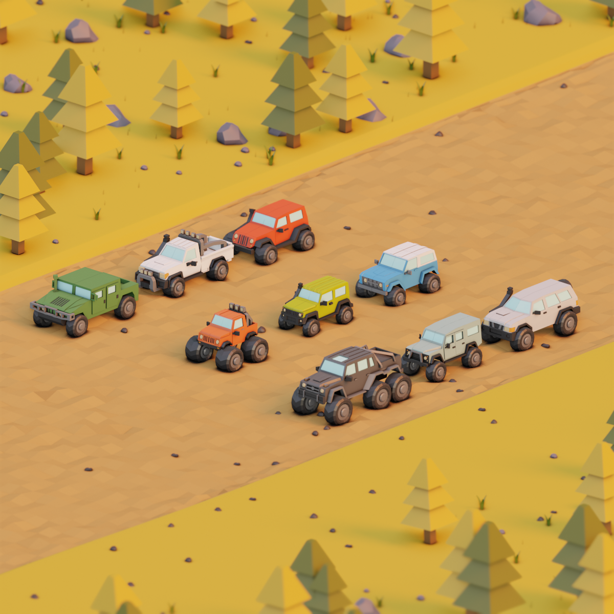 Lowpoly Stylized 4x4 Vehicles/ Trucks/ Cars by Sami