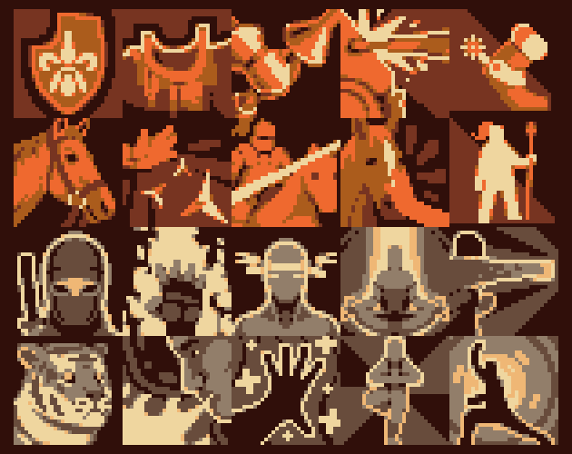 100 Pixel Art Ability Icons #7 (Cavalier, Monk) by MedievalMore
