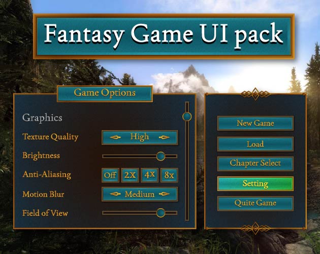 Fantasy Game UI + icon collection by SunGraphica
