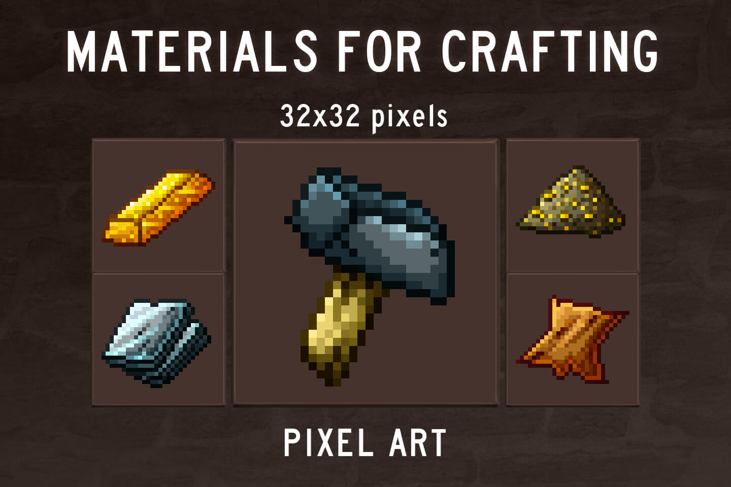 48 Materials for Crafting Icons Pixel Art by Free Game Assets (GUI ...