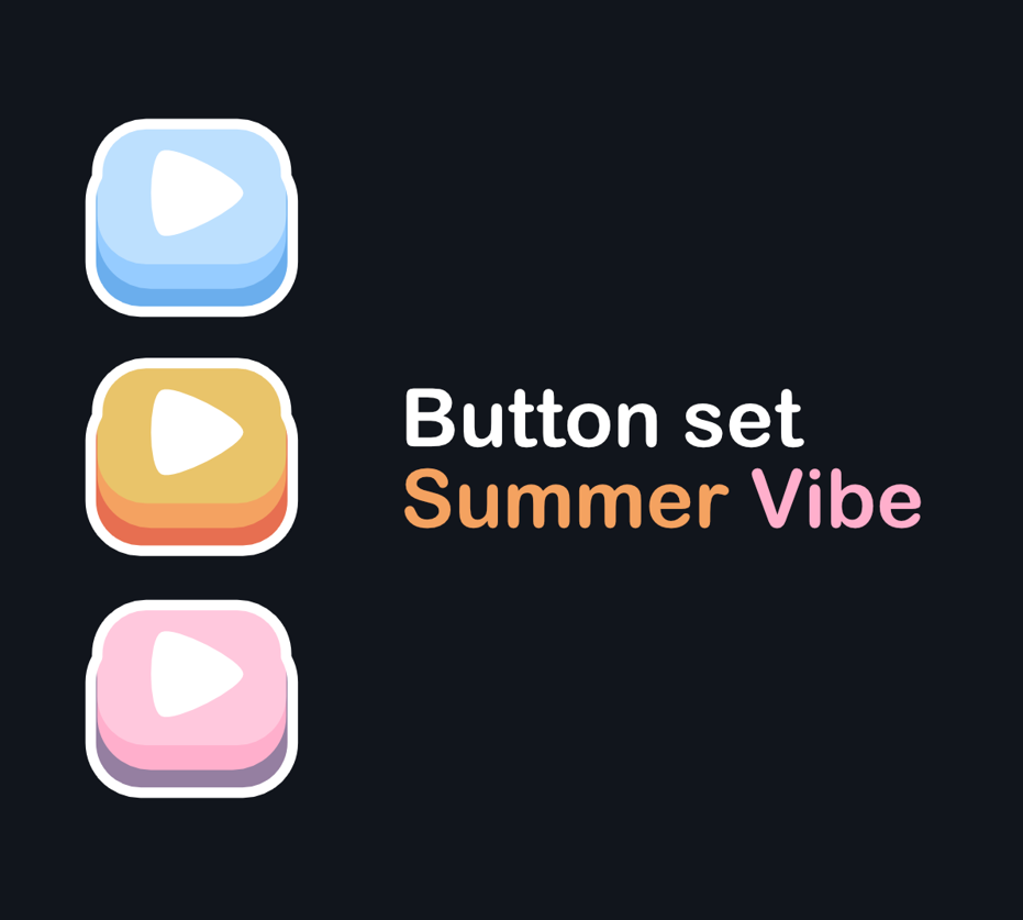 Summer vibe button set by Gamedev Lady