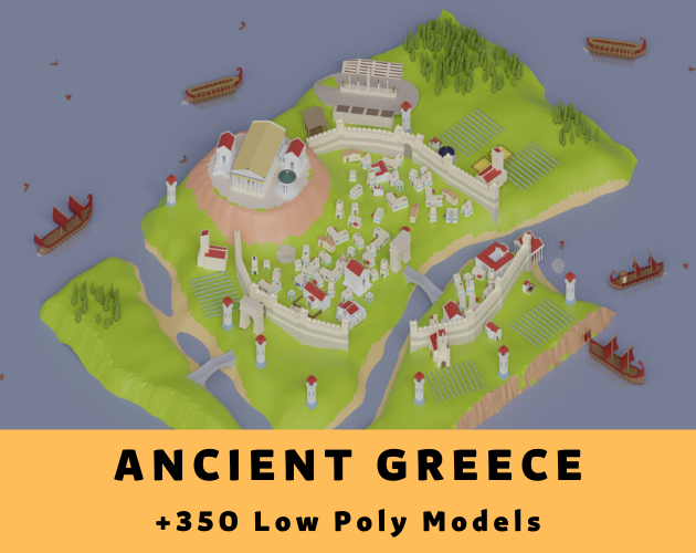 Ancient Greece 3D Low Poly Asset Pack by Artisau