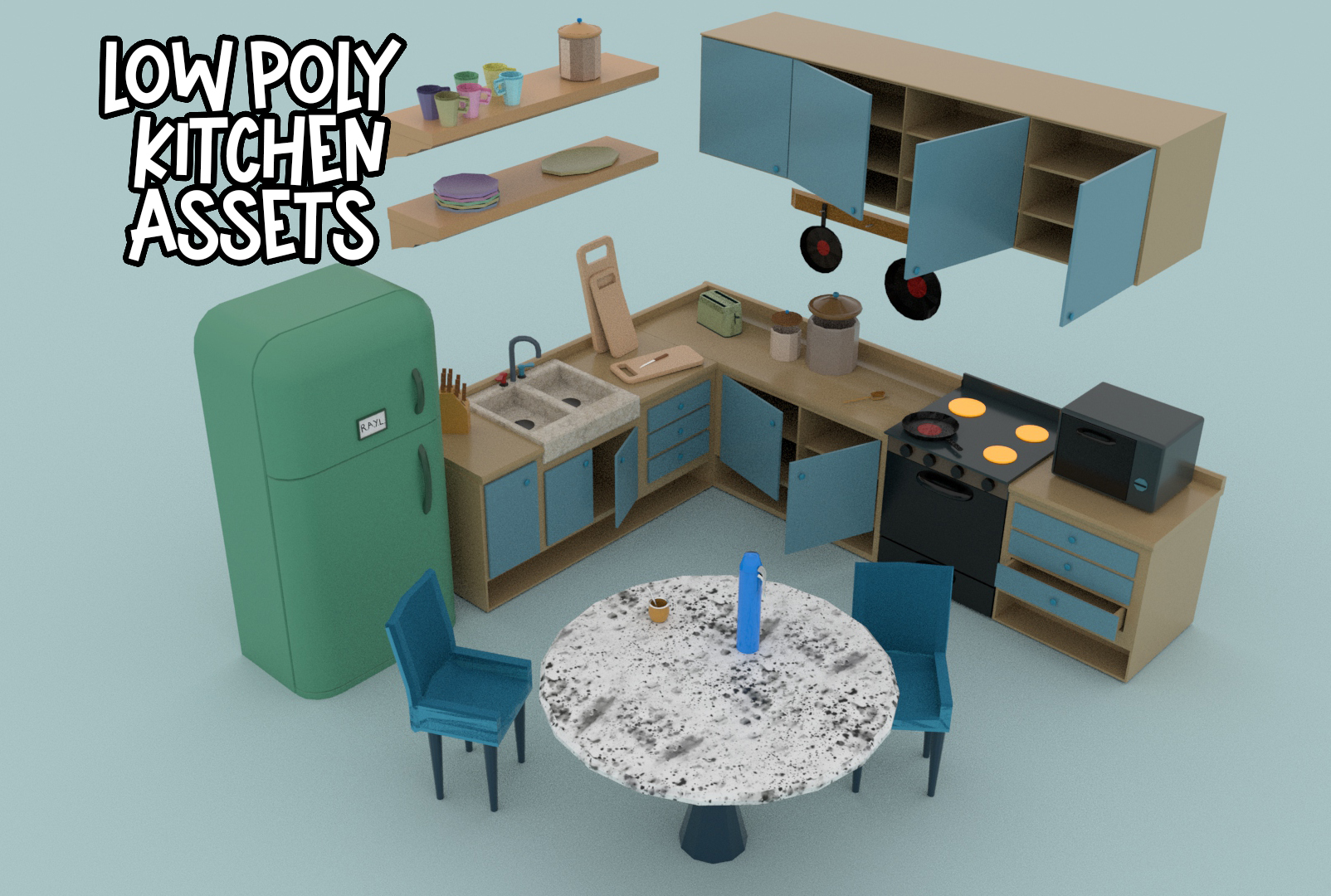 Low poly kitchen assets by Agushmar