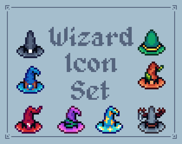 Wizard Icon Set - Pixel Art by Alwore